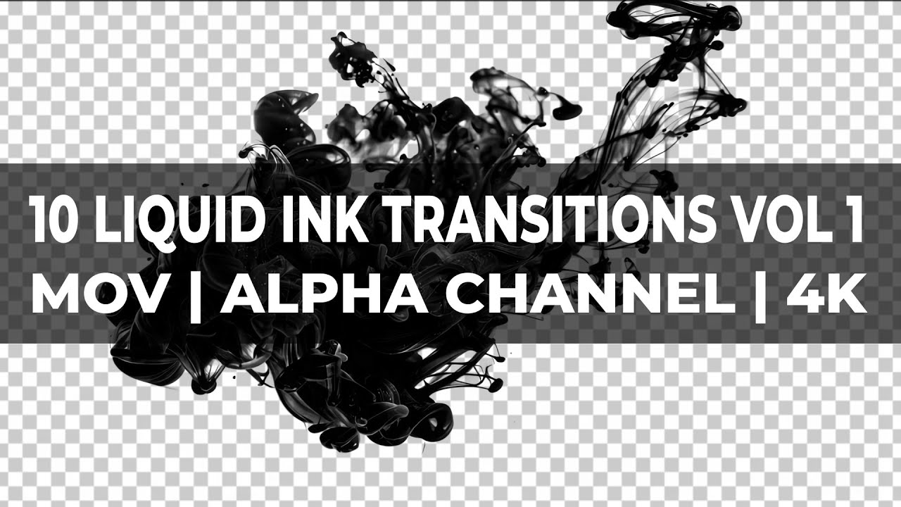 Ink in Water Transitions on Alpha – 10 Fluid 4K Matte Overlays