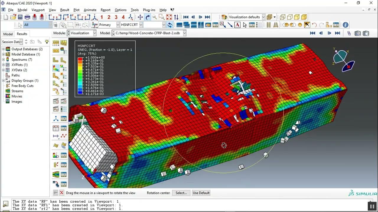 Simulation air blast analysis of a composite column(wood-concrete-CFRP) in Abaqus - YouTube