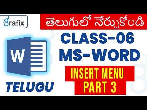 Microsoft Word Insert Menu Part-3 in Telugu Class 6 | Complete MS-Word Tutorial 2021 for ...