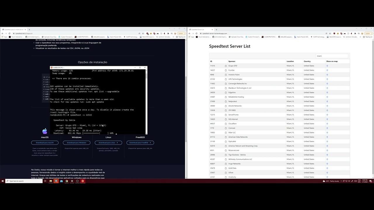 Teste de velocidade com Speedtest CLI Linux usando WSL - YouTube