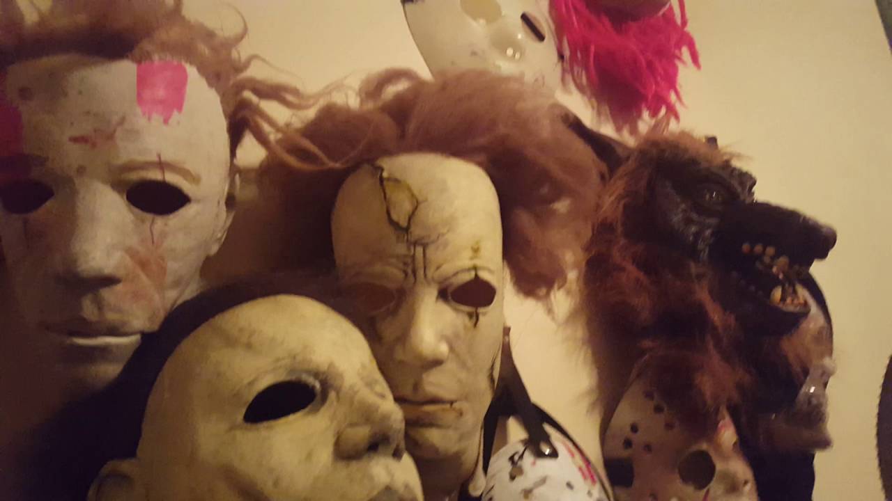 My horror movie mask collection/horror wall - YouTube