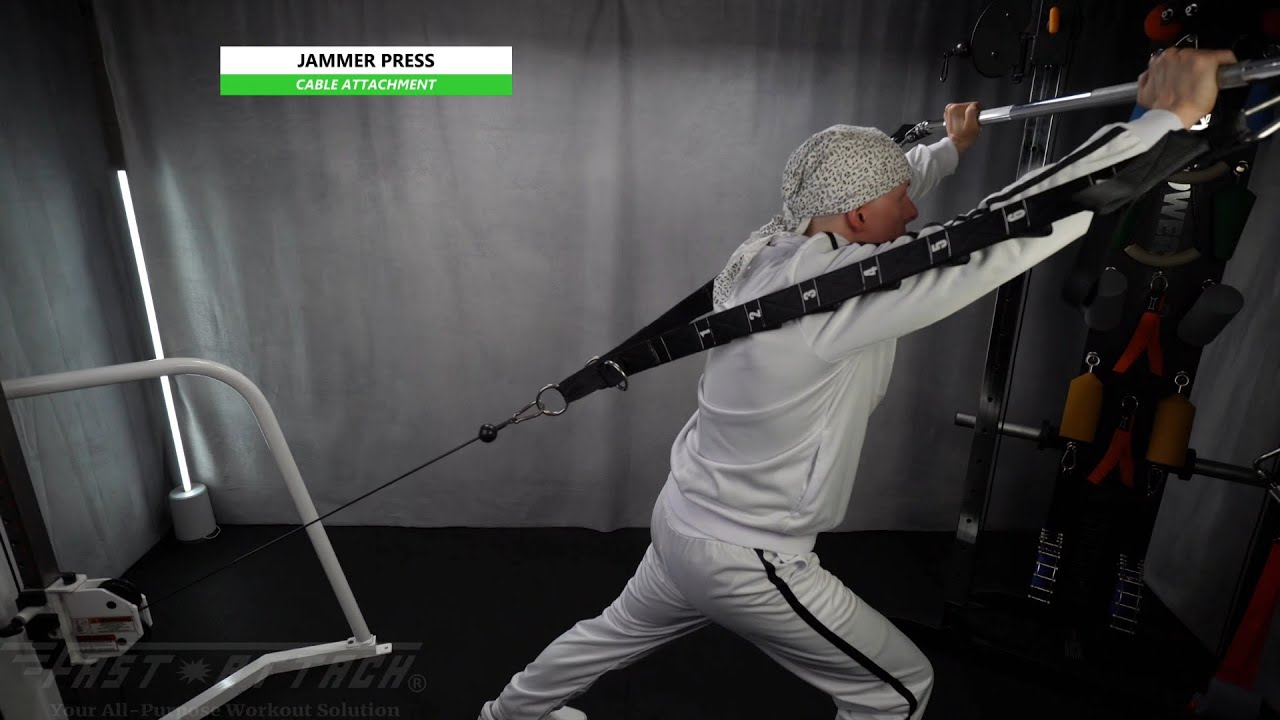 Cable Jammer Press: Fast-Attach All In 1 Fitness Strap - YouTube