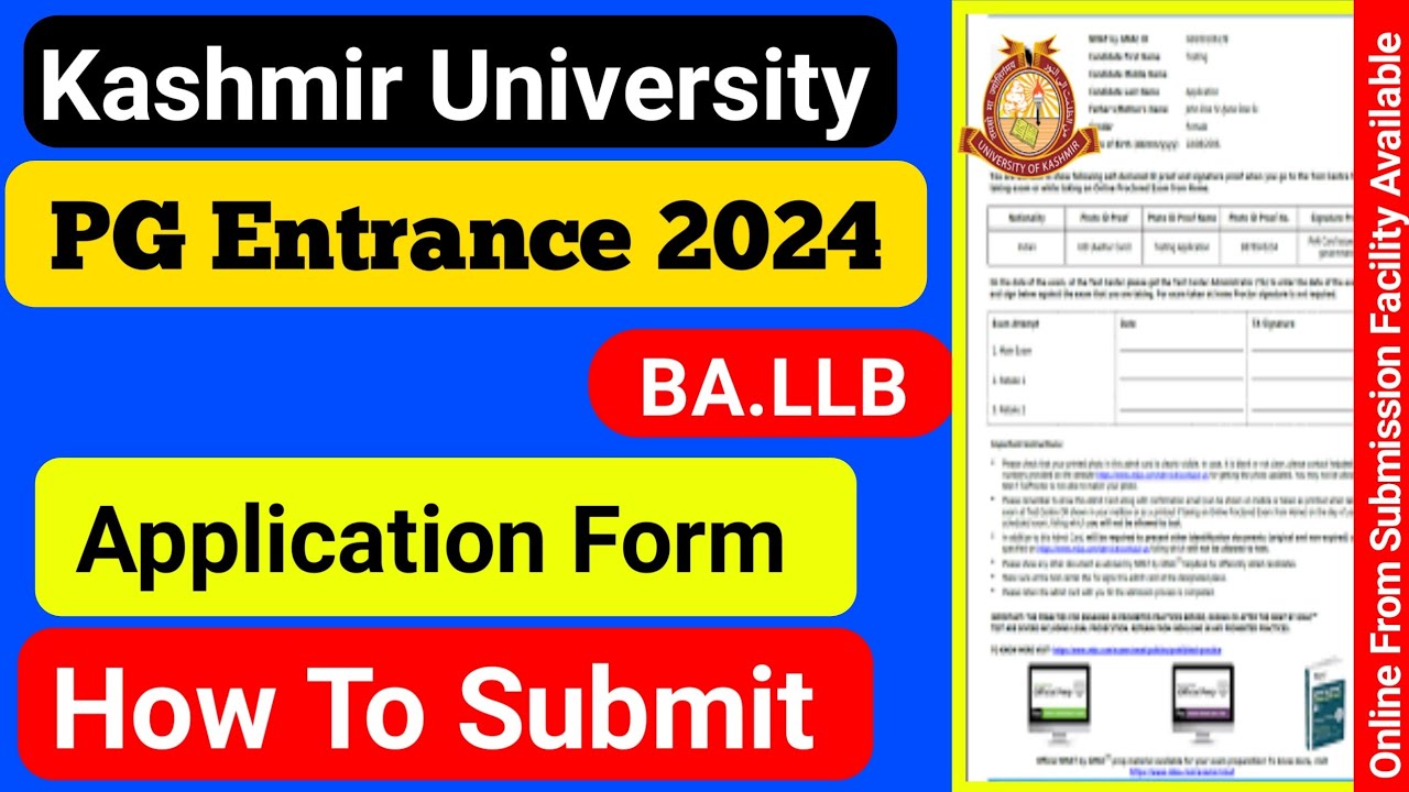 How To Submit Kashmir University PG Entrance Form 2024 - YouTube