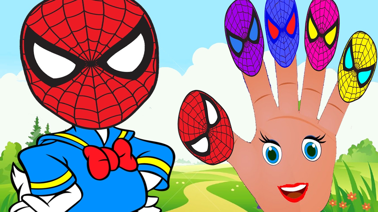 Donald Duck Transform Into Spiderman Finger family Nursery Rhymes - YouTube