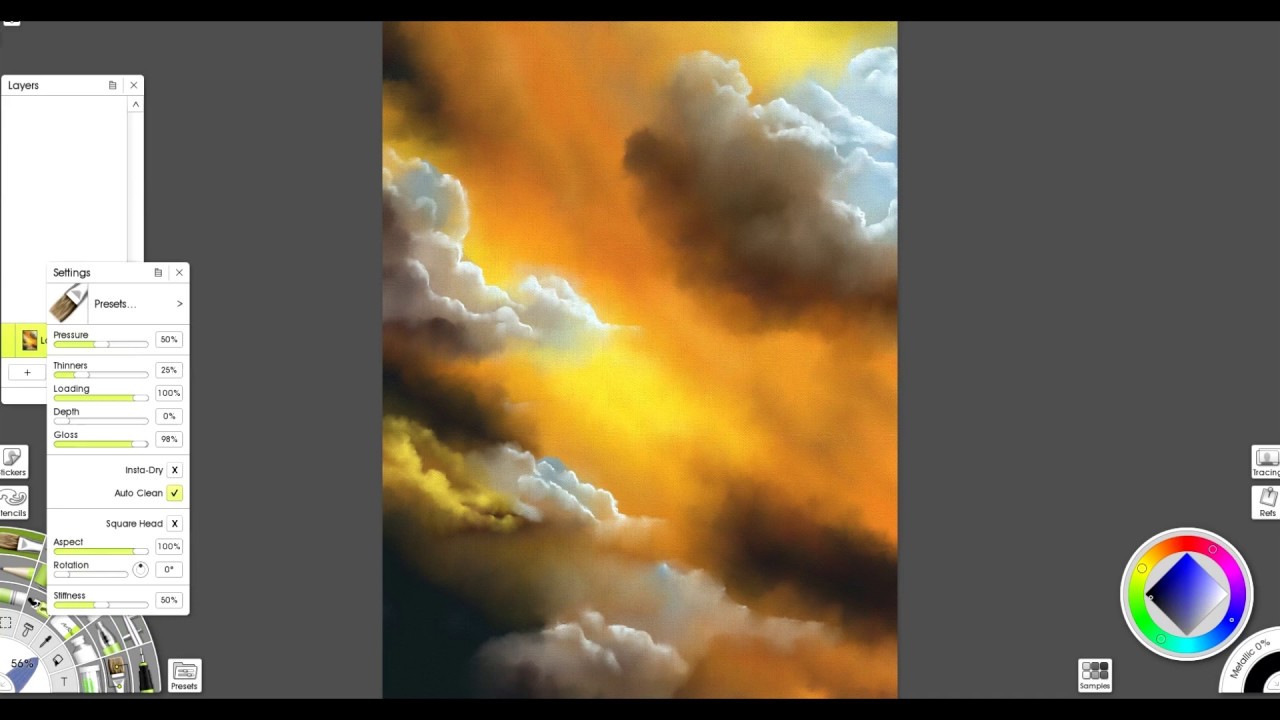 Steampunk Background Fiery Clouds Artrage Painting Oil Brush and Palette Knife Painting - YouTube