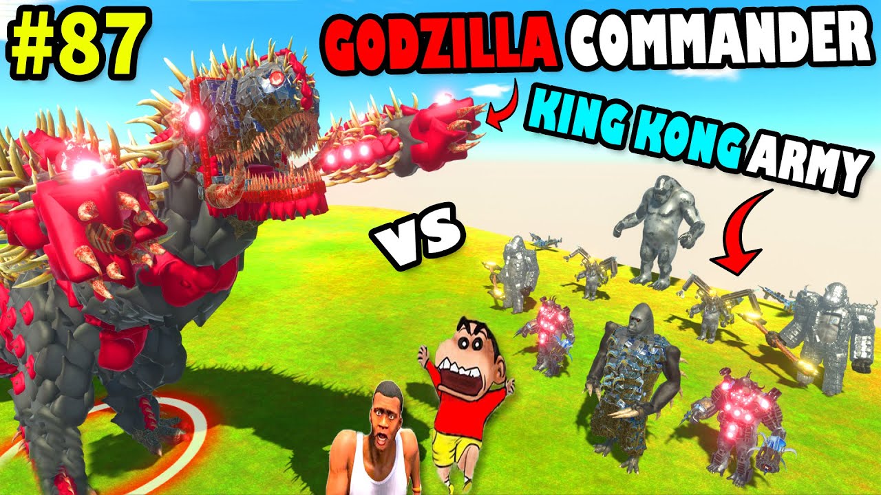 KING KONG BOSS ARMY vs RED GODZILLA COMMANDER HAMID-T SHINCHAN and CHOP ...