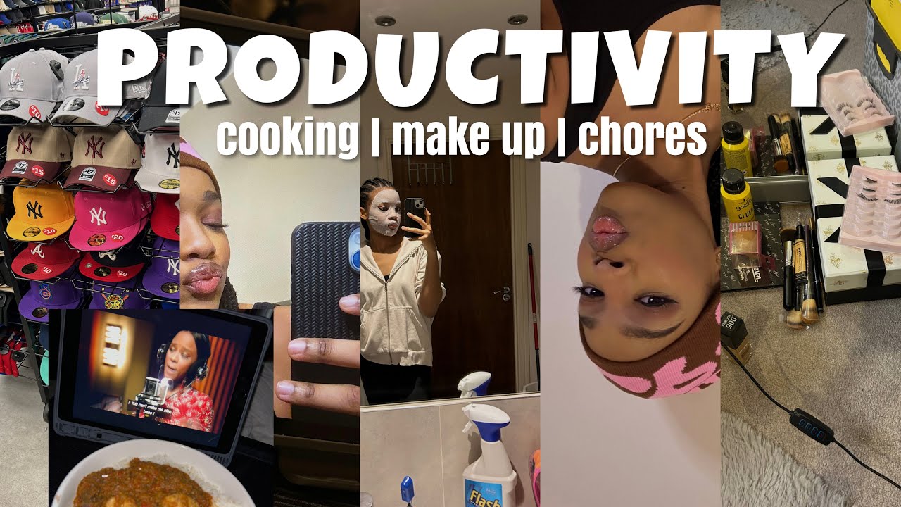 i tried being PRODUCTIVE.. | cooking, chores, makeup + chitchat! - YouTube