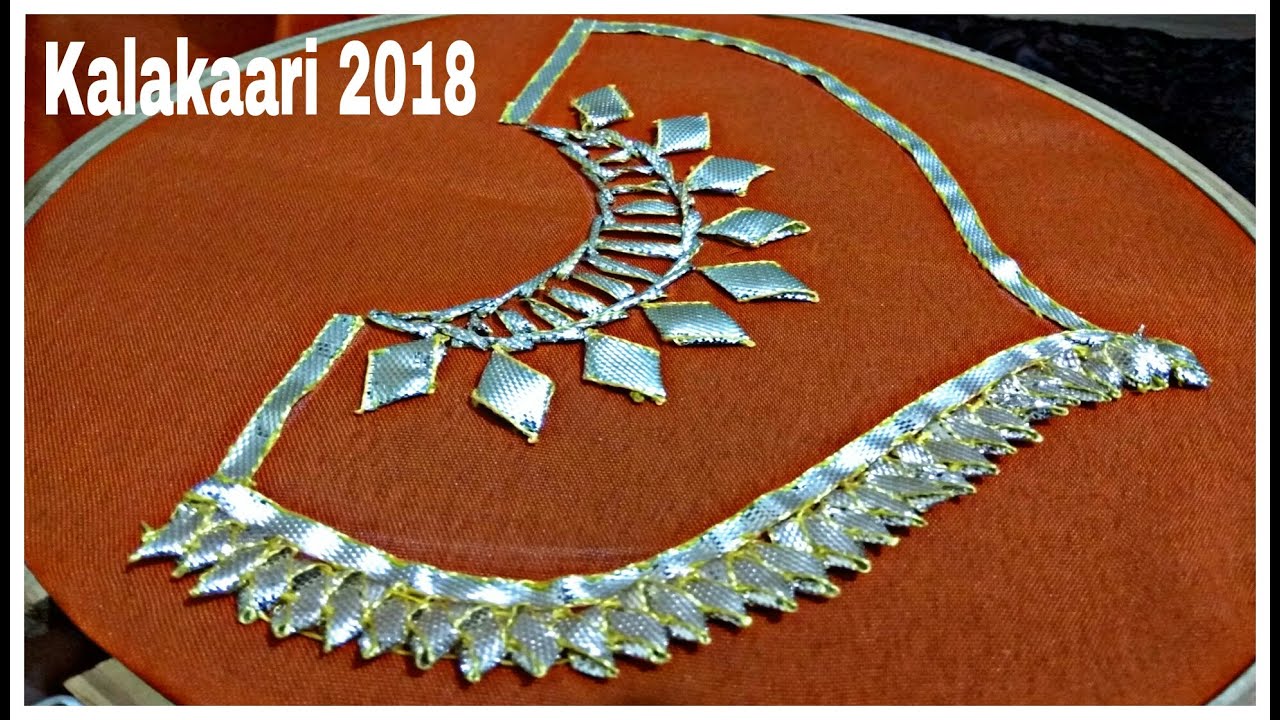 Gota work | Gota embroidery work | Neck design - YouTube