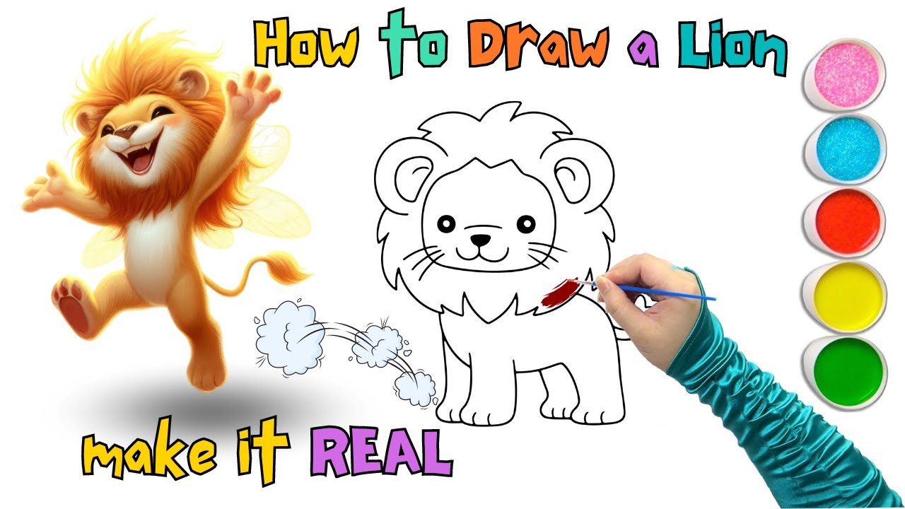 How to Draw a Lion and Make it REAL | Lion Drawing, Painting and ...