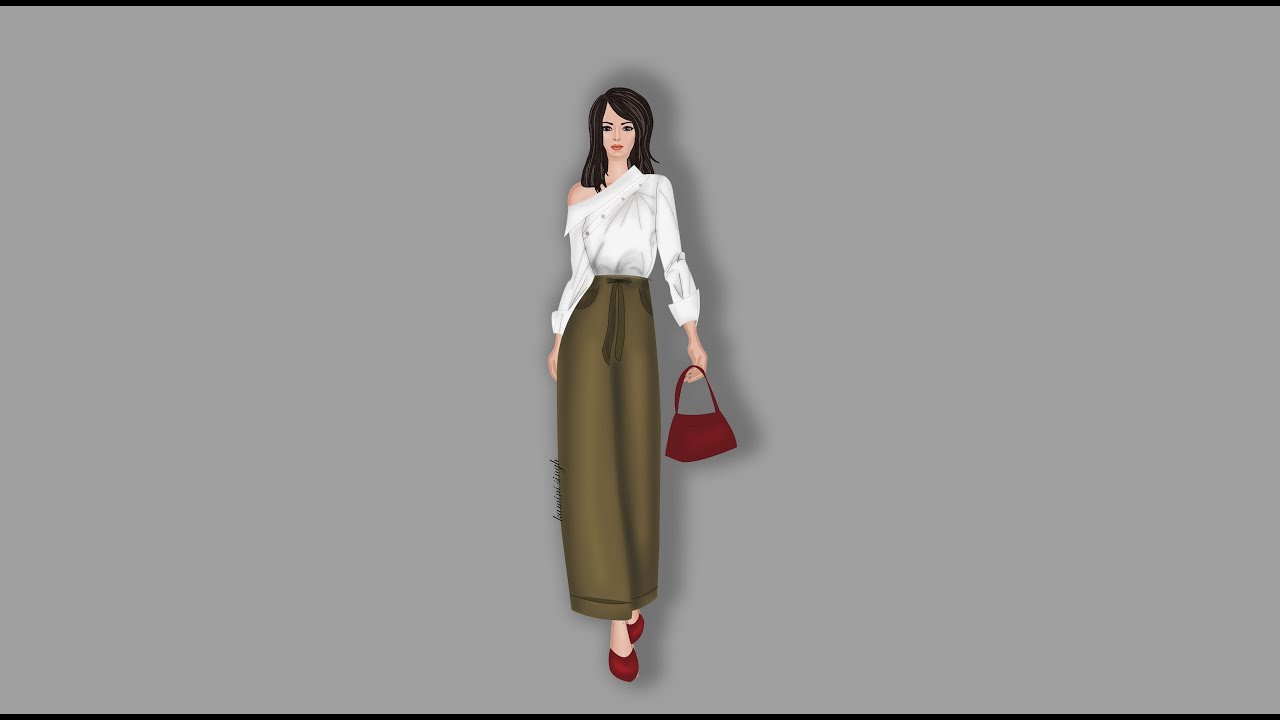 Digital Fashion illustration time laps - YouTube
