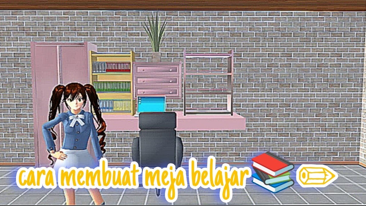 tutorial cara membuat meja belajar simple mudah sakura school simulator # orea channel - YouTube