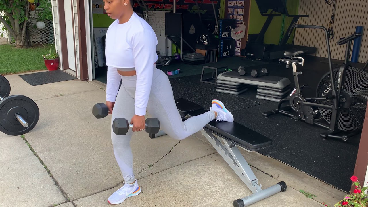 DUMBBELL BULGARIAN SPLIT LUNGE - YouTube