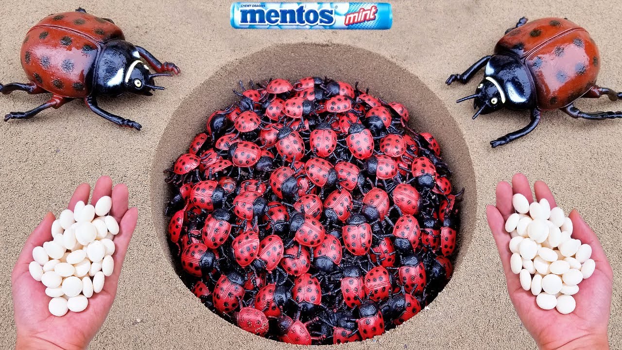 Mentos VS Coca Cola, Sprite, Monster, Fanta, different Toy insect and ...
