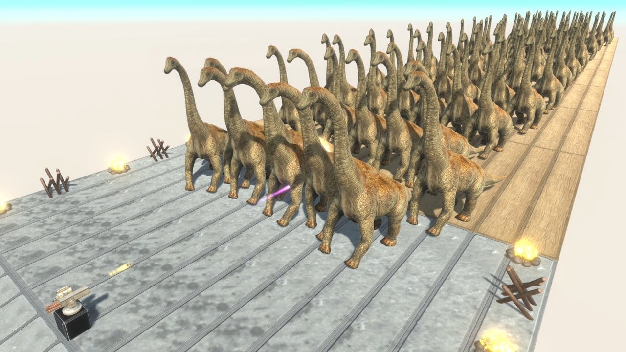 Weapon 3 vs 100 Herbivore Dinosaurs Army ARBS Animal Revolt Battle ...