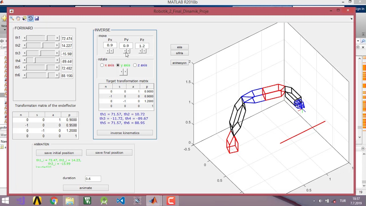 6 Eksenli (RRRRRR) Robot | Ters Kinematik | 6 Axis Robot's Inverse ...
