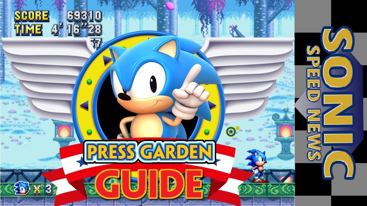 Sonic Mania Press Garden Zone Act 1 & 2 Chaos Emerald Guide - YouTube