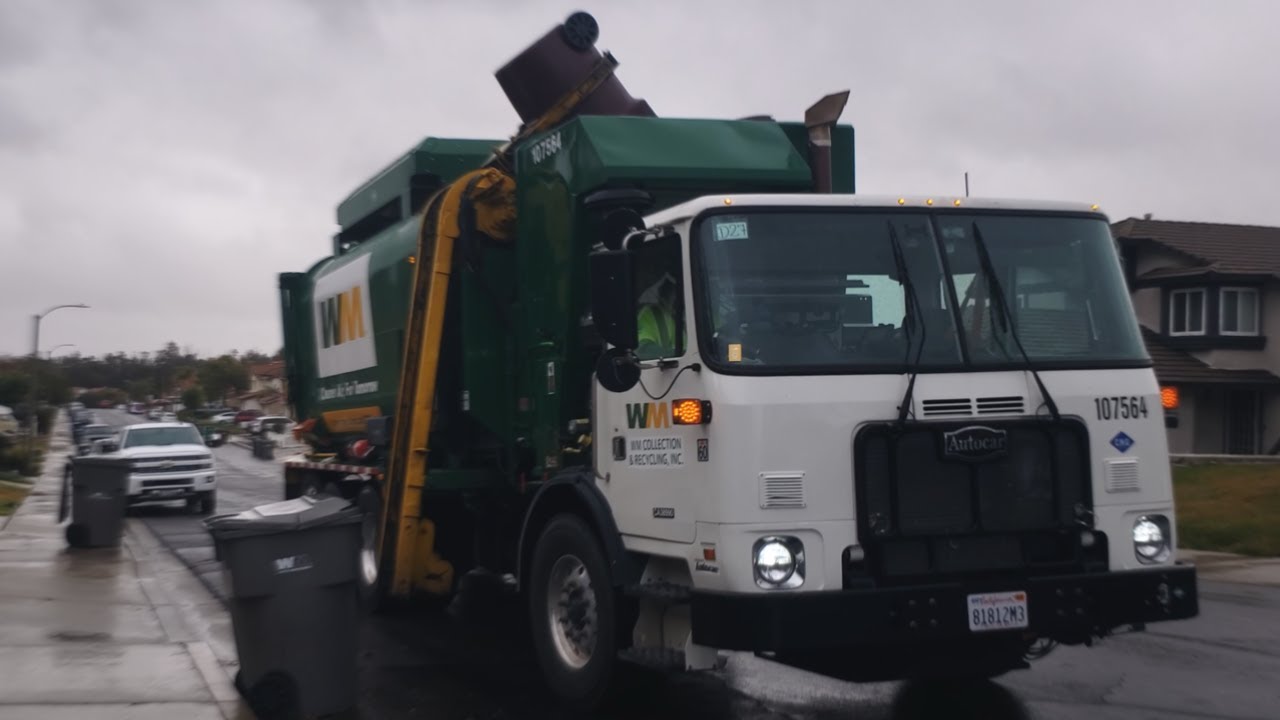 Waste Management Autocar Yellow Arm Amrep (107564) - YouTube