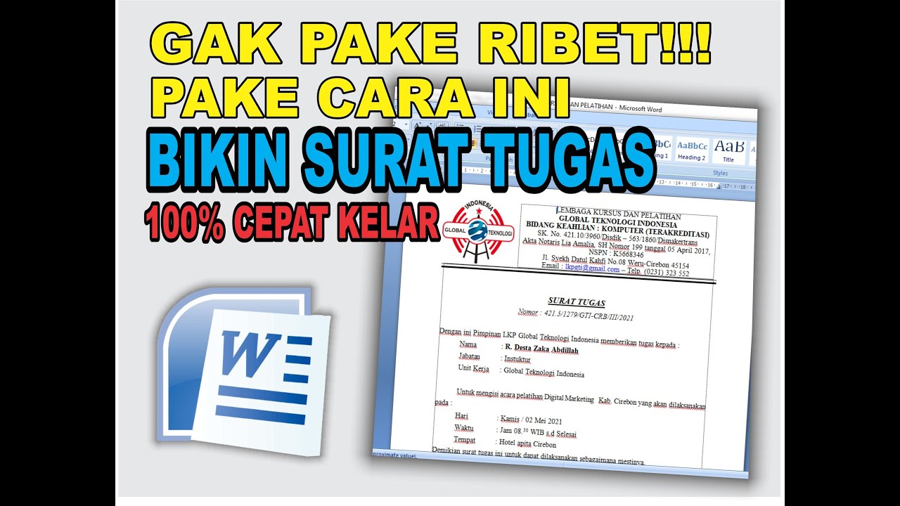 Tutorial cara membuat surat tugas di microsoft office word 2007 # ...
