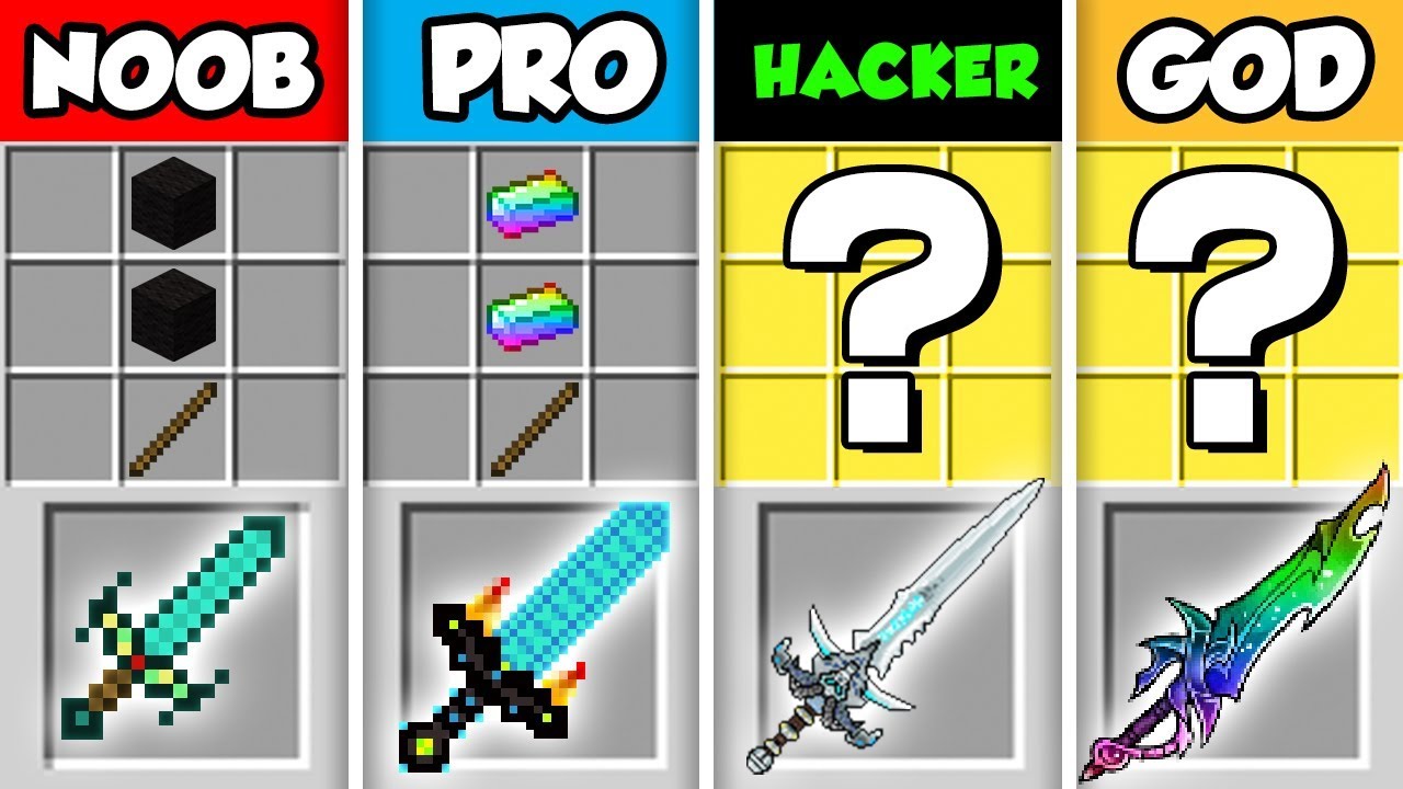 Minecraft NOOB vs. PRO vs. HACKER vs GOD: LIGHTNING SWORD CRAFTING ...
