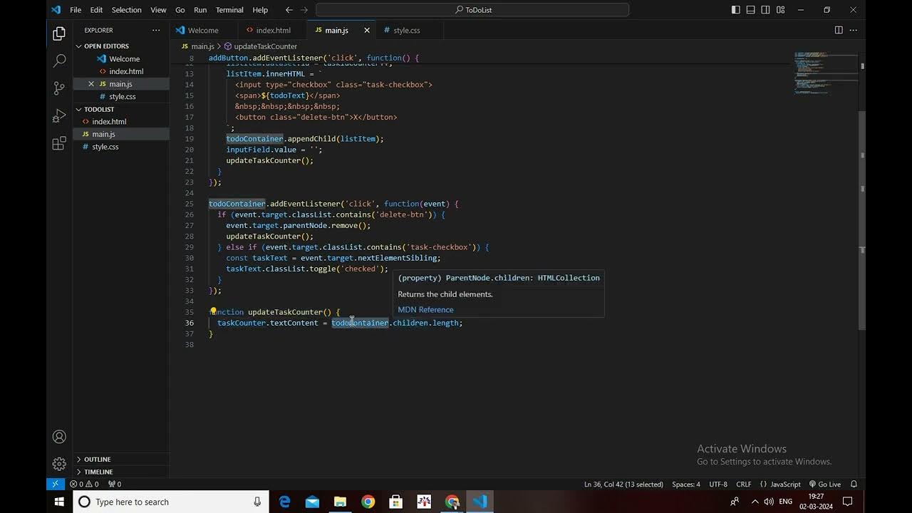 ToDo List ussing vanilla javaScript - YouTube