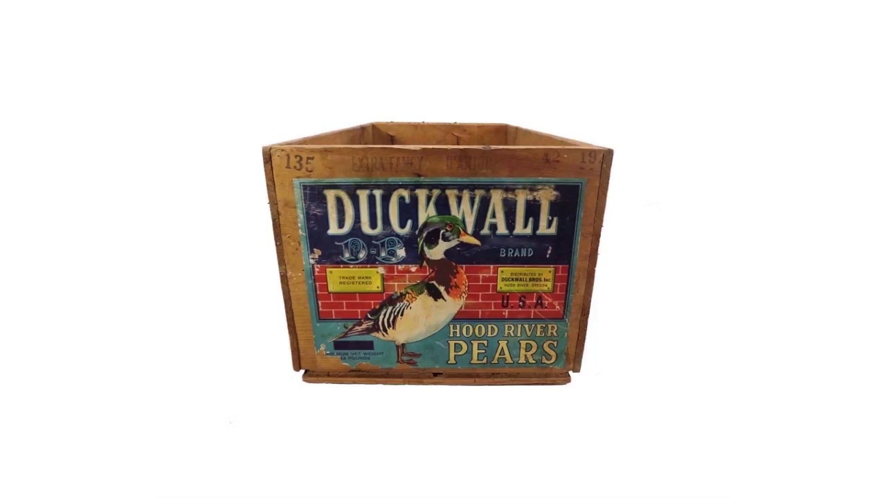 ANTIQUE ANVERTISING FRUIT CRATE DUCKWALL, HOOD RIVER, OREGON | RUSTIC ...
