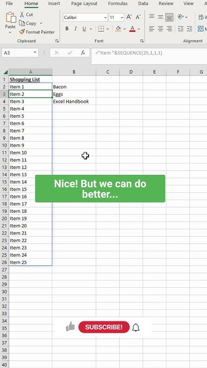Excel - How to create a dynamic numbered list in Excel - YouTube