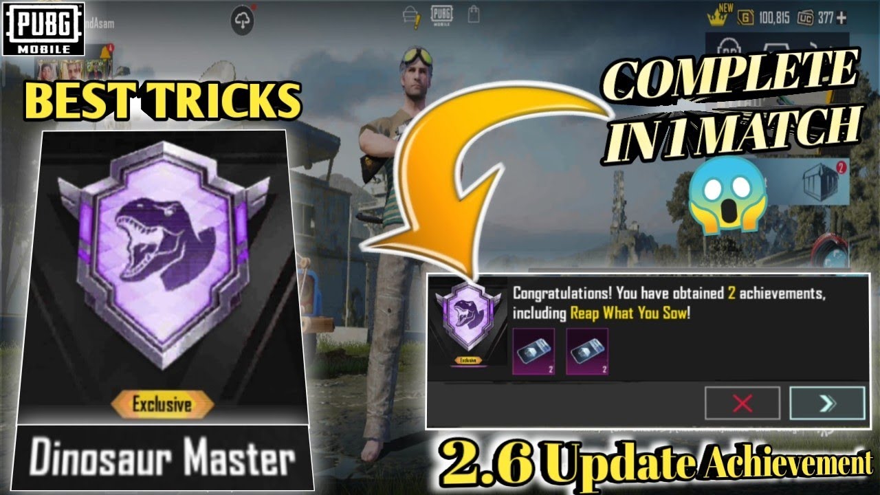 How To Complete (Dinosaur Master) 2.6 Update New Achievement|Best Tips & Tricks |PUBG Mobile ...