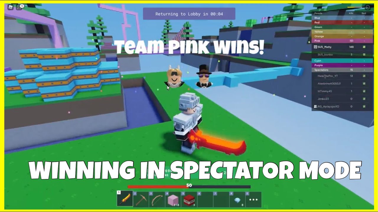 WINNING A MATCH IN SPECTATOR MODE (ROBLOX BEDWARS) - YouTube
