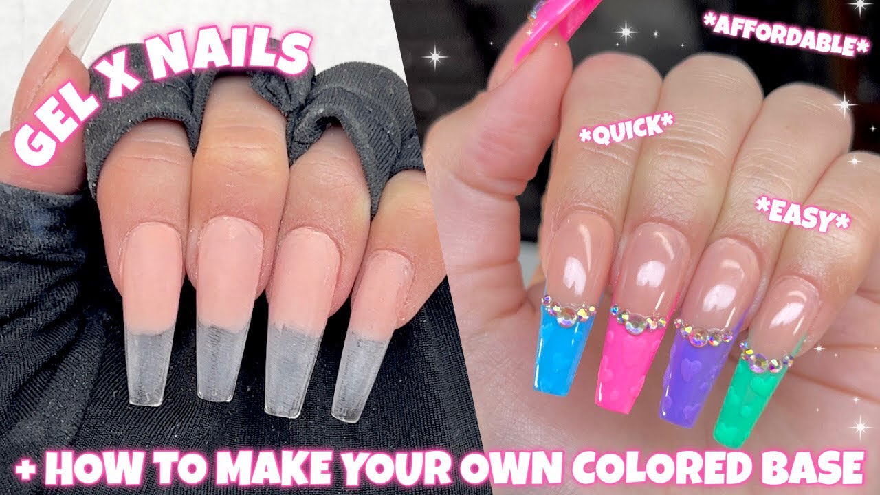 HOW TO DO GEL X NAILS LIKE A PRO | DIY COLORED BASE NAIL HACK FOR EASY FRENCH TIPS + GIVEAWAY ...
