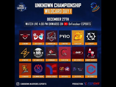 PMUC SEASON-3 || WILD CARD GROUP STAGE || DAY 3 || UNKNOWN ESPORTS ...