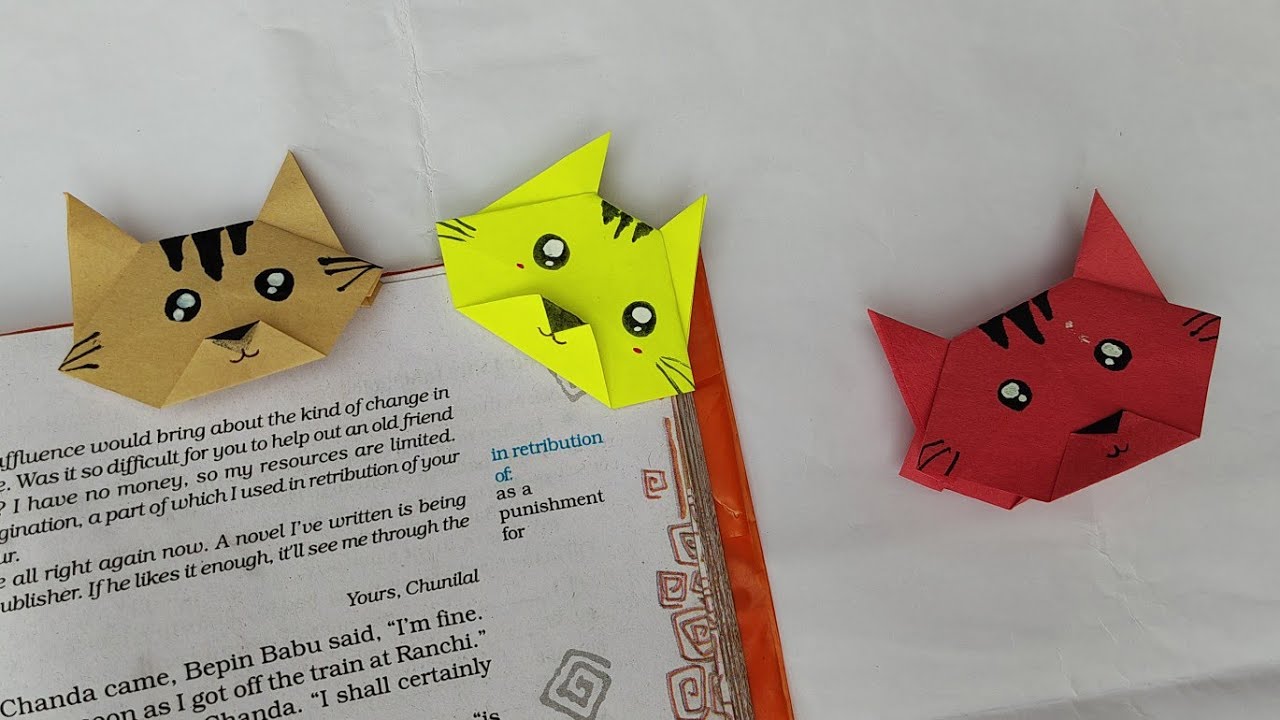 Origami cat bookmark / how to make paper cat / origami bookmark / easy ...