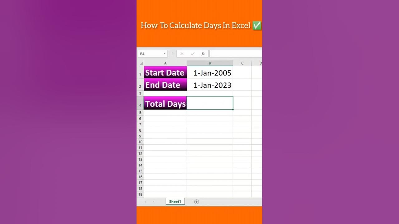 How To Calculate Days In Excel Excel Exceltips Exceltutorial