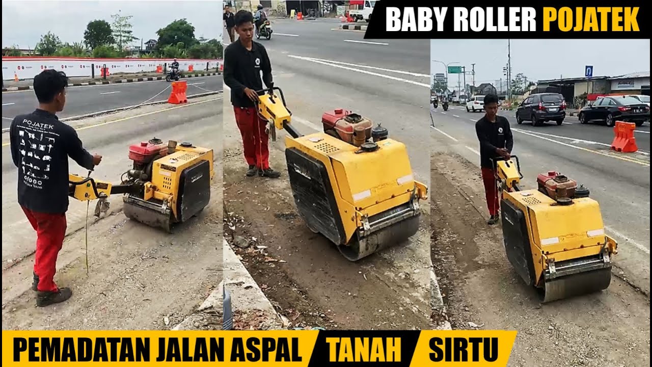 BABY ROLLER POJATEK - Pemadatan Jalan Aspal Lancar Jaya - YouTube