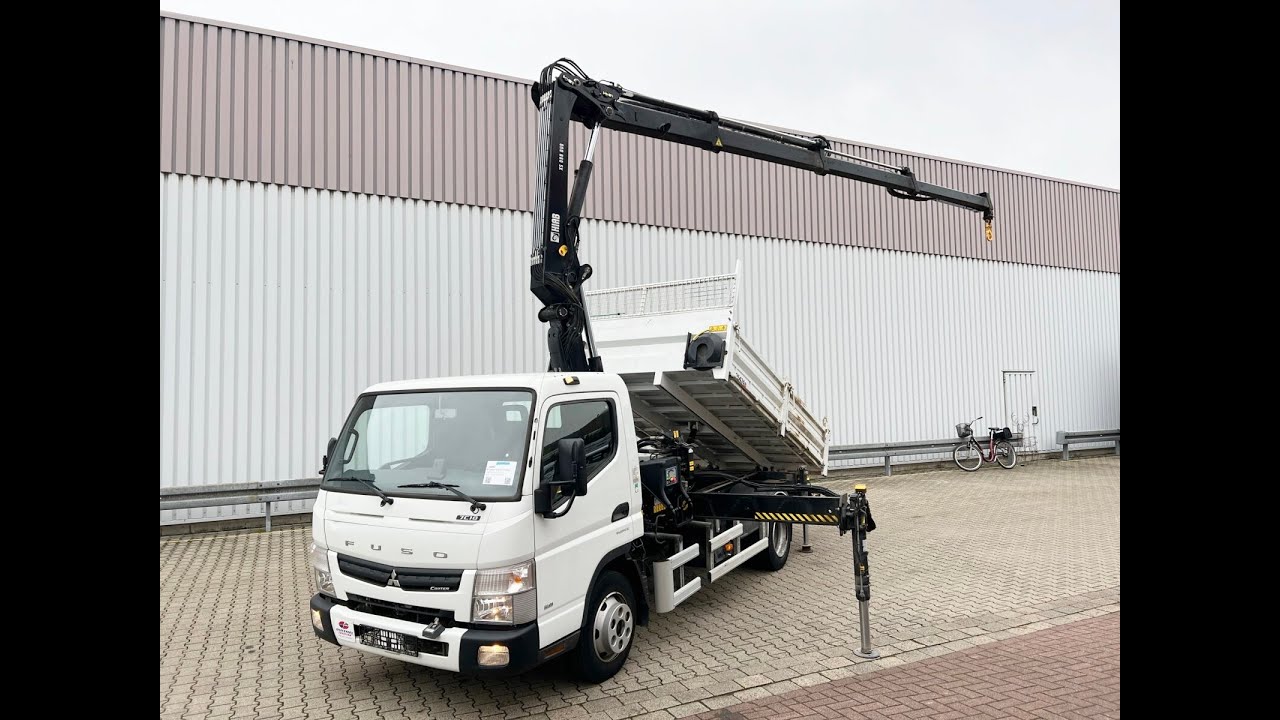 MITSUBISHI Canter Fuso 7C18 4x2, Hinterkipper, Kran Hiab XS 088 E-3 Duo ...