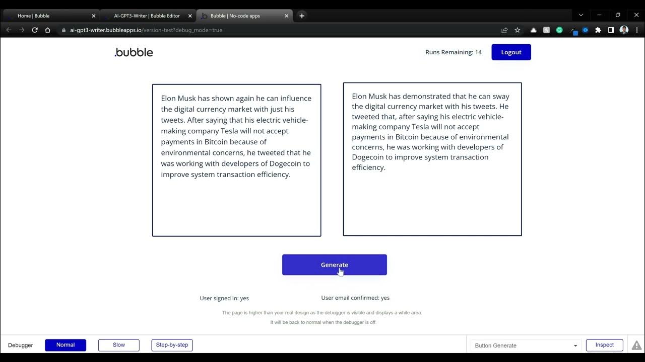 Practical Intro to NLP 53: Make database changes and implement fixed runs with Bubble io - YouTube