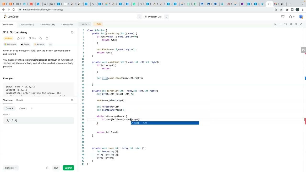 912 Sort An Array Quick Sort Youtube