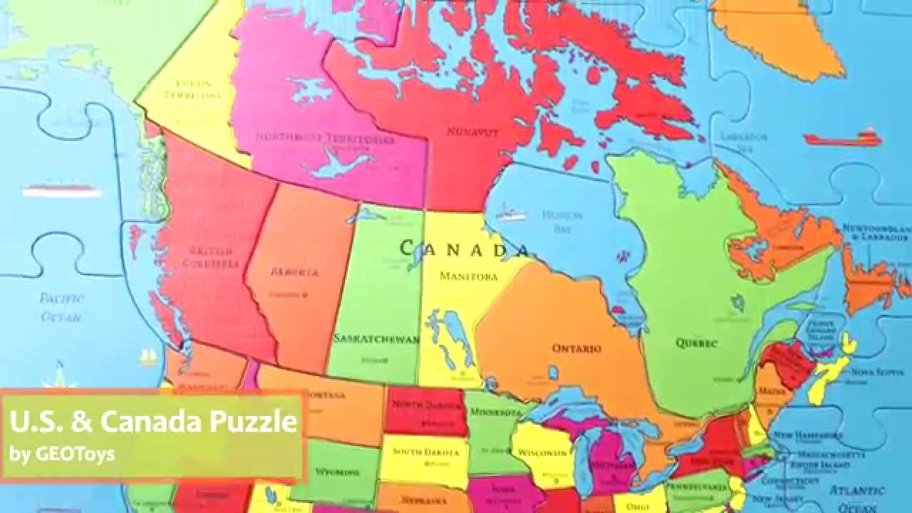 U.S.A. & Canada GeoPuzzle by GEOToys GEO104 - YouTube