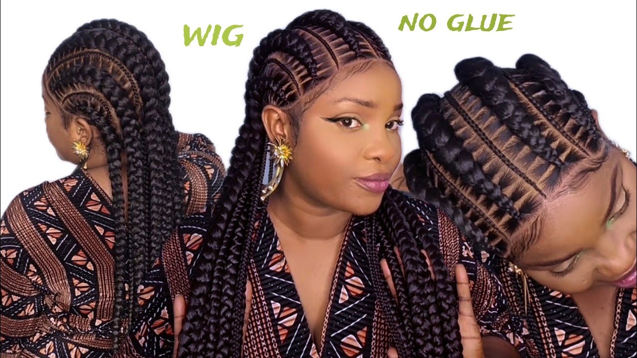 #perruque tresse Natte full lace sans colle 🧚‍♀️ - YouTube