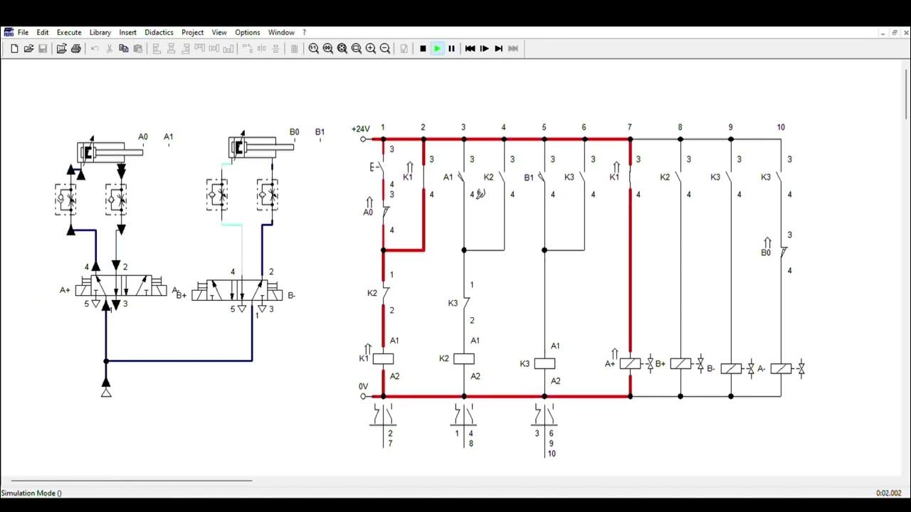 FluidSIM Pneumatic Circuit and Electrical Control Circuit (A+ B+ B- A ...