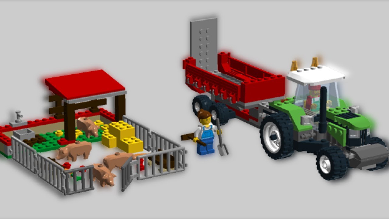 LEGO 7684 - Pig Farm & Tractor. Building. - YouTube
