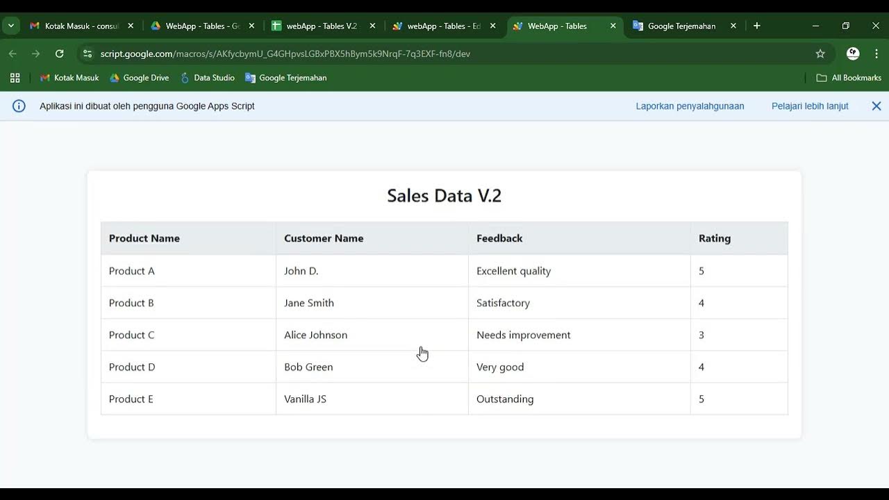 Apps Script - WebApp Tables V.2 | Edit Data Use Sweet Alert (Member) - YouTube