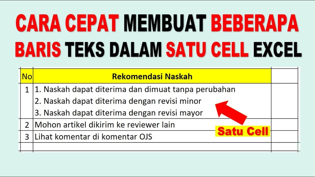 MEMBUAT BEBERAPA BARIS TEKS DALAM SATU CELL EXCEL - YouTube