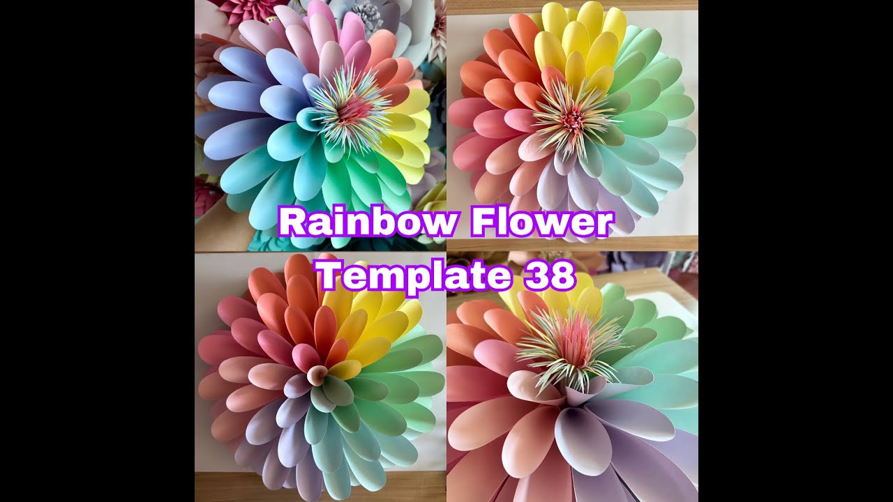 Large Rainbow Paper Flower | Template 38 - YouTube