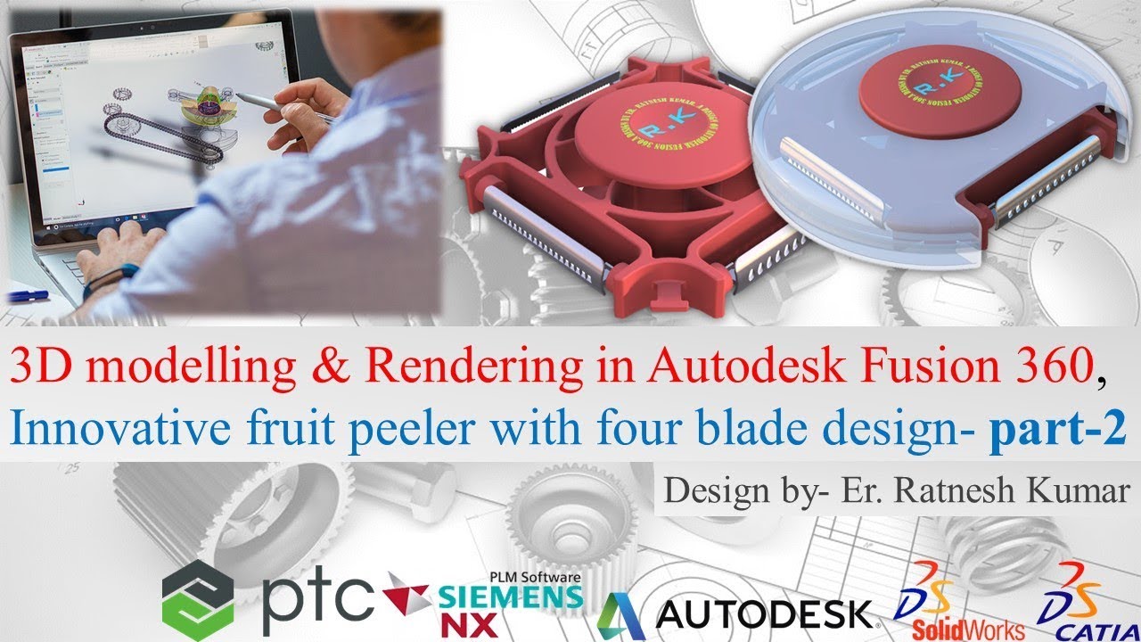 3D modeling & Rendering in Autodesk Fusion 360, Innovative fruit peeler ...