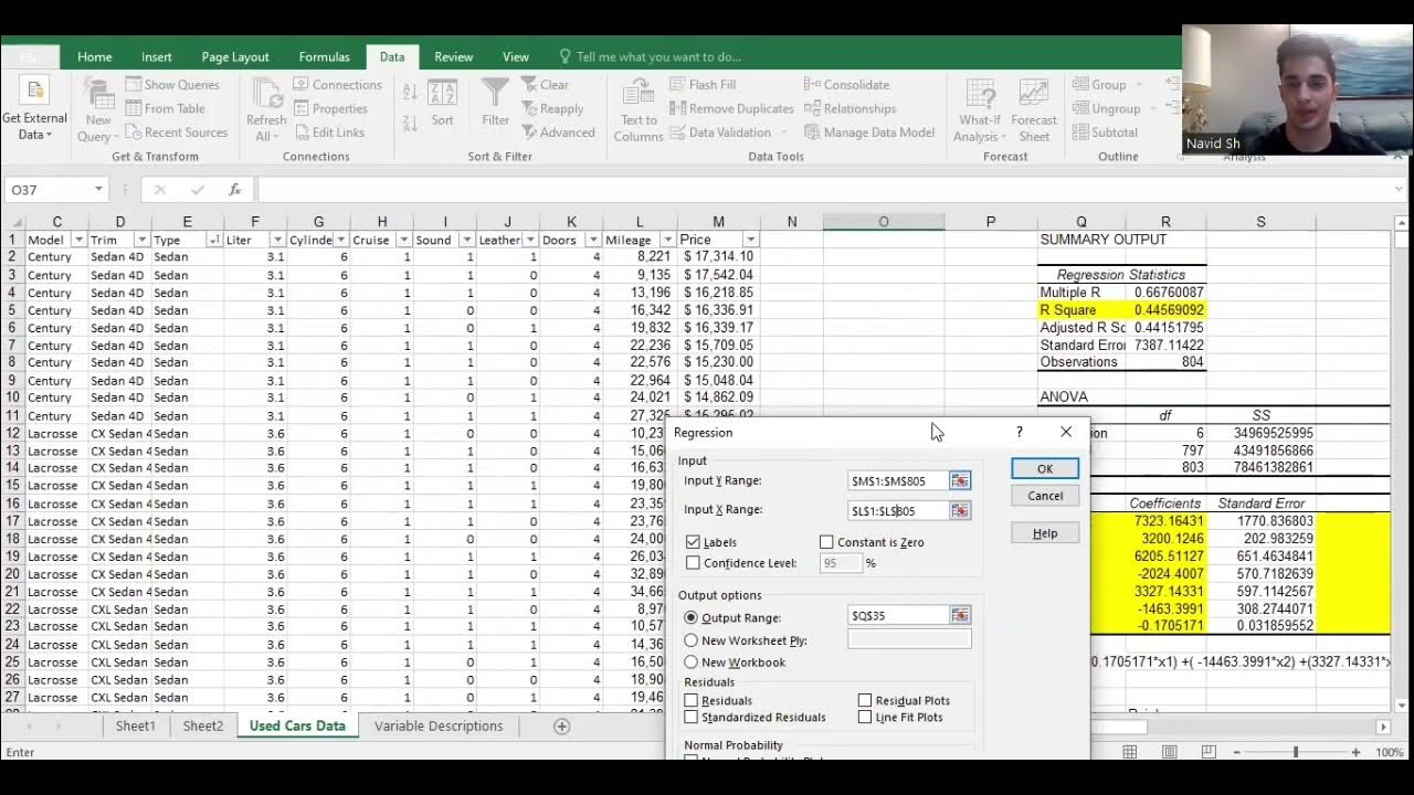 Multiple Regression Modeling (Using Microsoft Excel) - YouTube