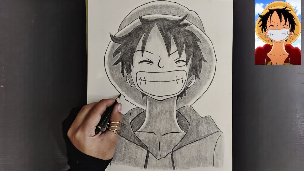 Monkey D. Luffy easy sketch / How to draw One Piece anime character ...