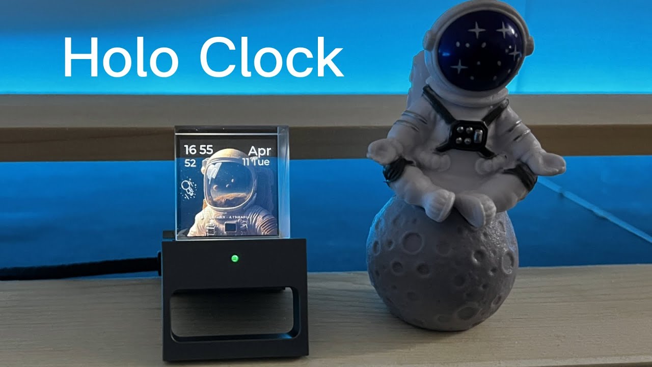 Fiberpunk cool mini desktop hologram clock - YouTube