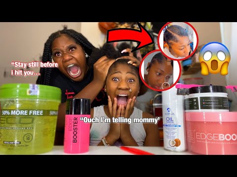 Doing a SLICK SwOop Side Part in My Lil Sister Hair *instagram Hair Goals*
