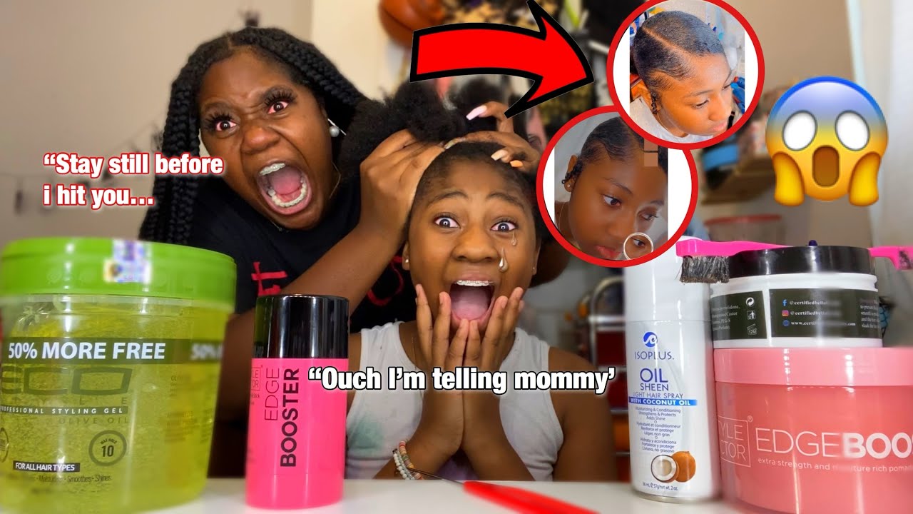 Doing a SLICK SwOop Side Part in My Lil Sister Hair *instagram Hair ...