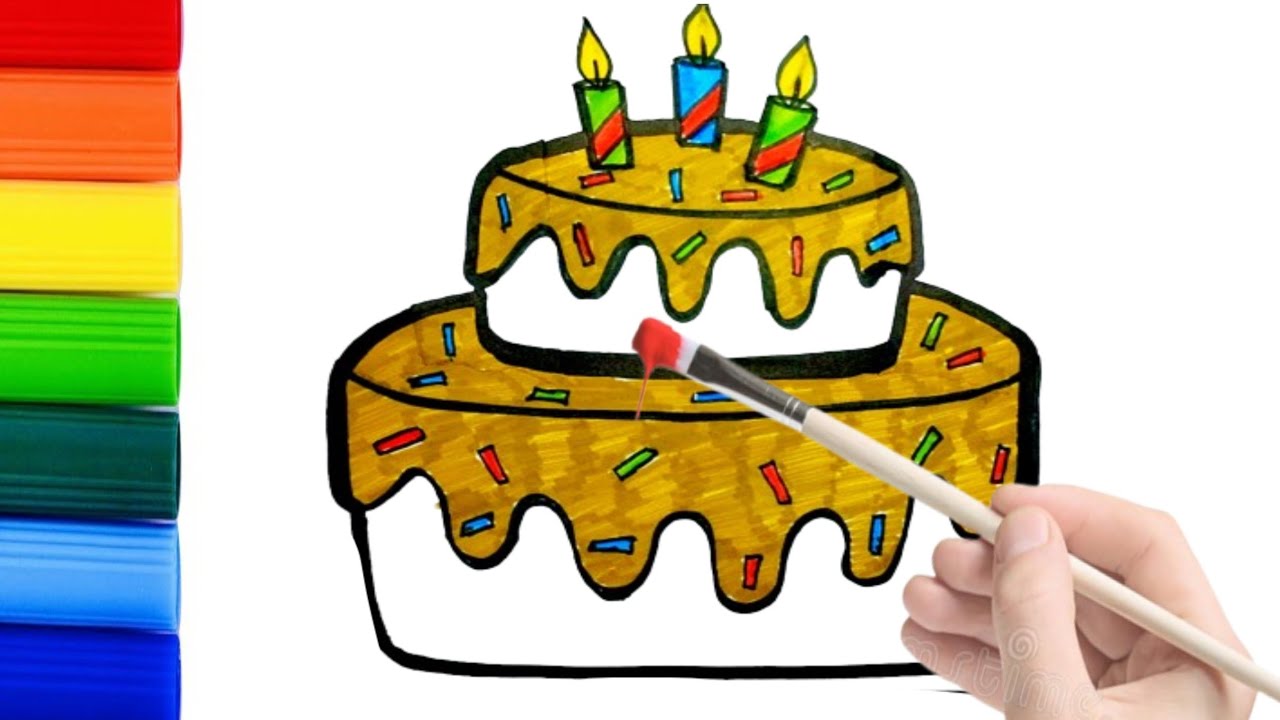 How to Draw A Birthday Cake || Easy Cake Drawing for Kids and Toddlers ...